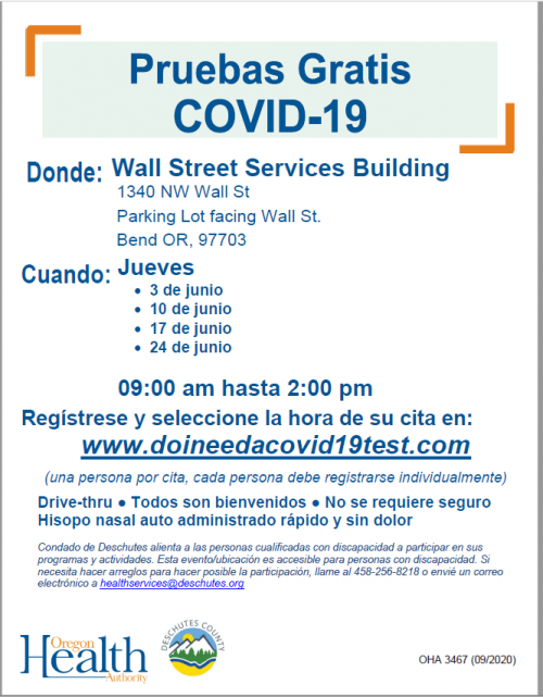 Free drive-thru COVID-19 testing in Bend | Deschutes County Oregon